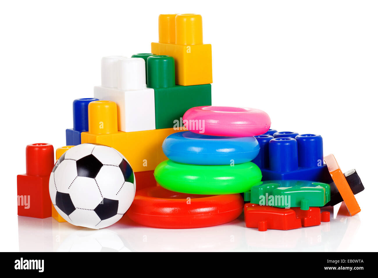 colorful plastic toys isolated on white background Stock Photo - Alamy