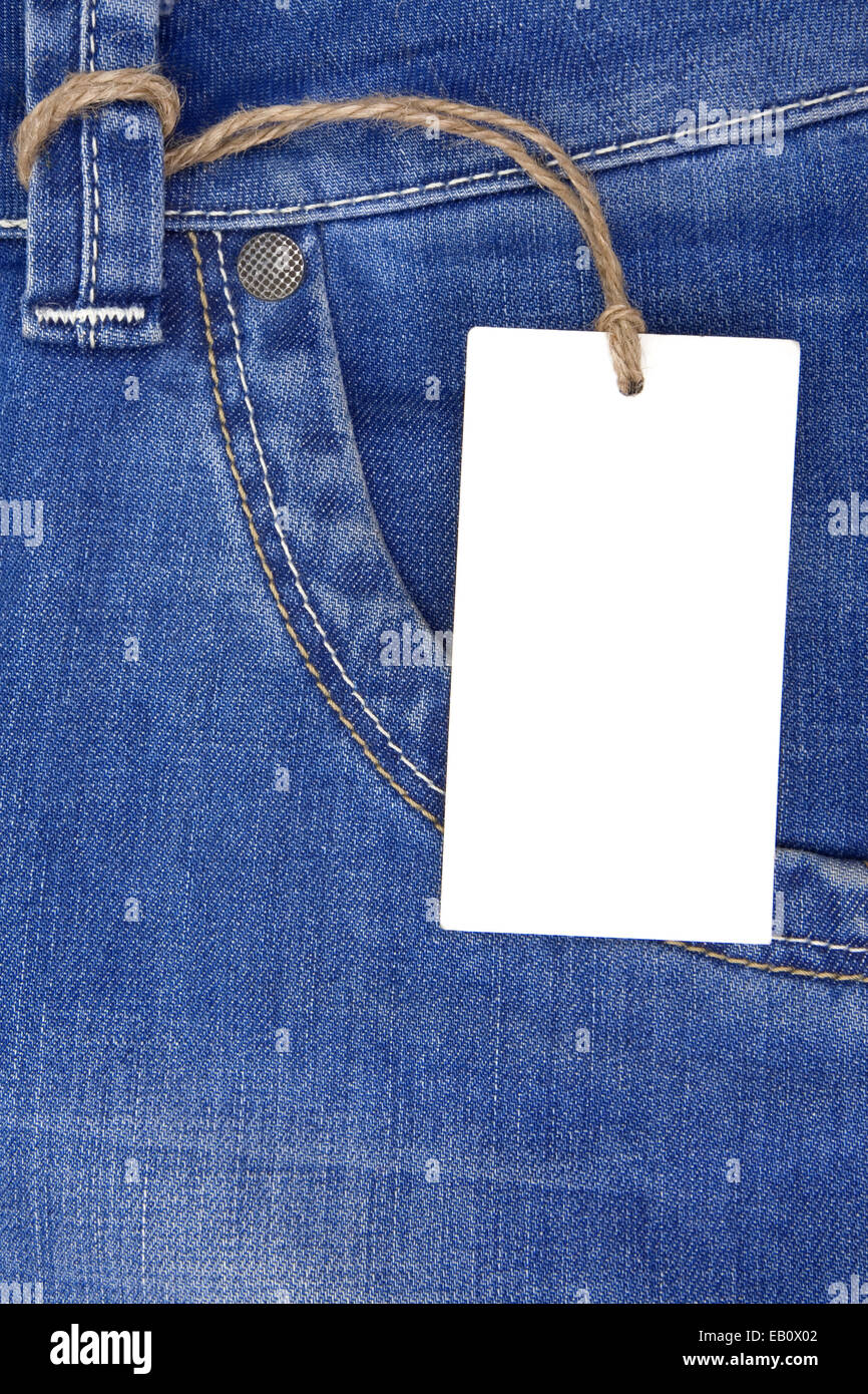 price tag over jeans textured pocket Stock Photo - Alamy
