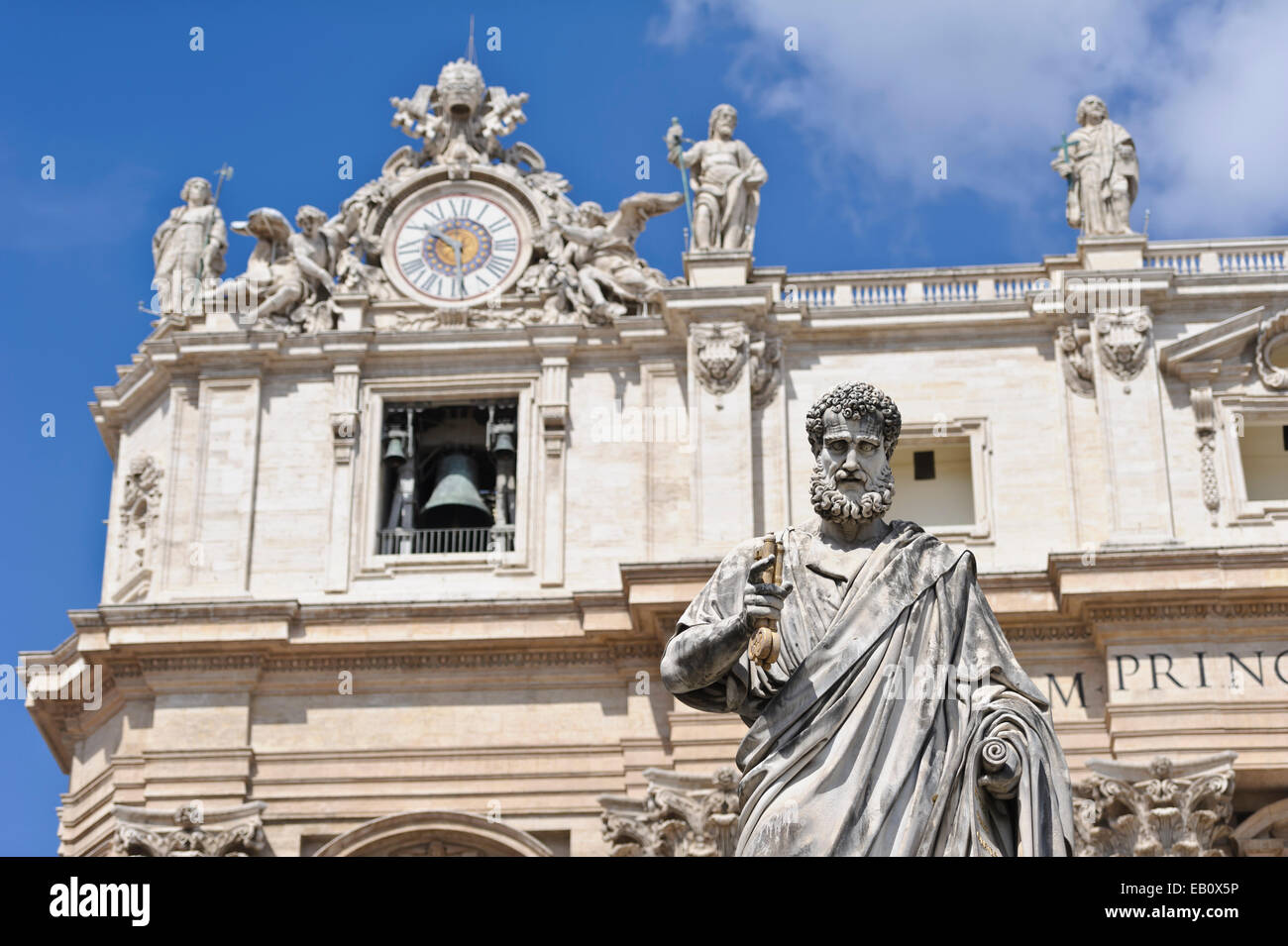 St Peter 's statue outside the basilica in the Vatican City with an ...