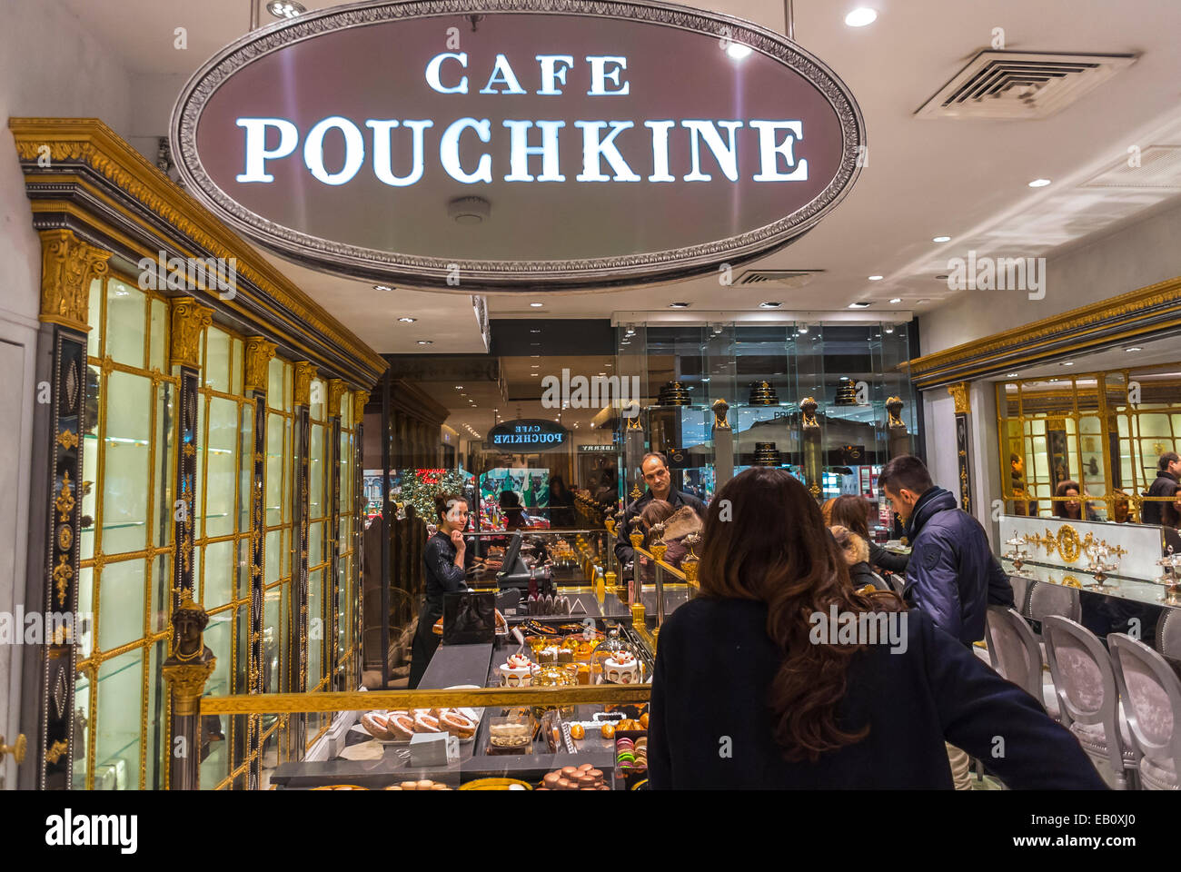 Paris, France, People inside, "Cafe Pouchkine", Russian Bakery Shop and ...
