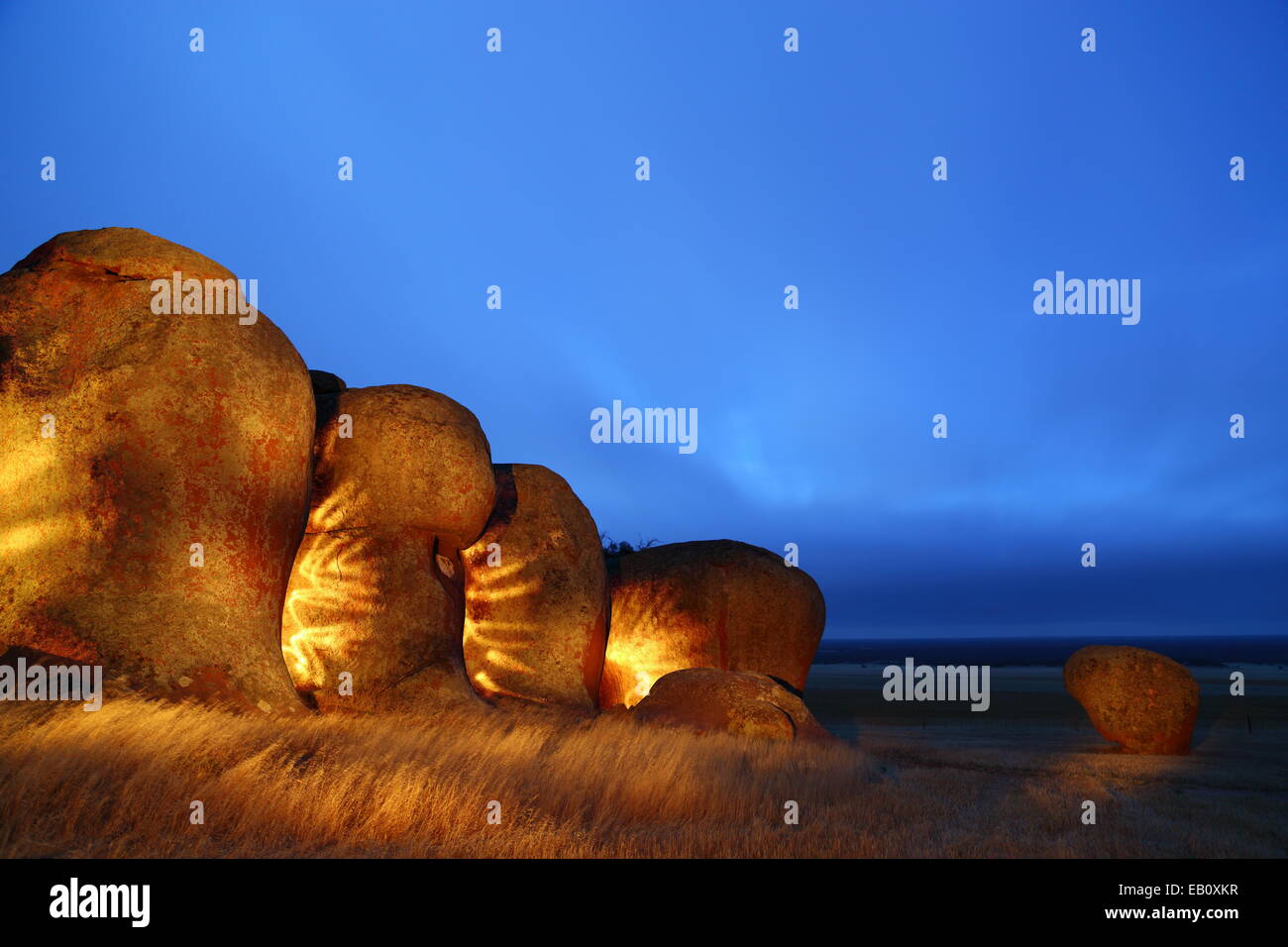 A light-painting of Murphy's Haystacks near Sreaky Bay, South Australia ...