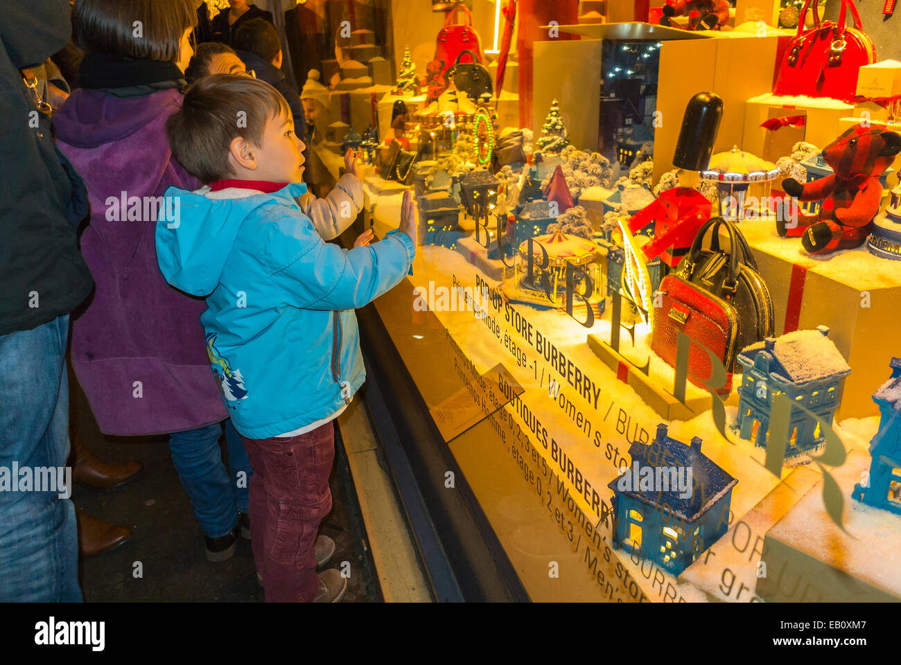 Children window shopping french department store hi-res stock ...