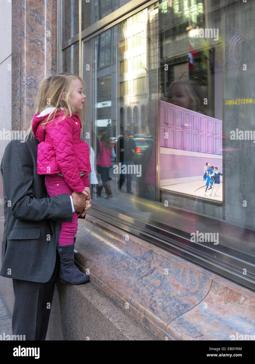 Father and Small Daughter Looking at Windows, Tiffany & Co.Holiday ...