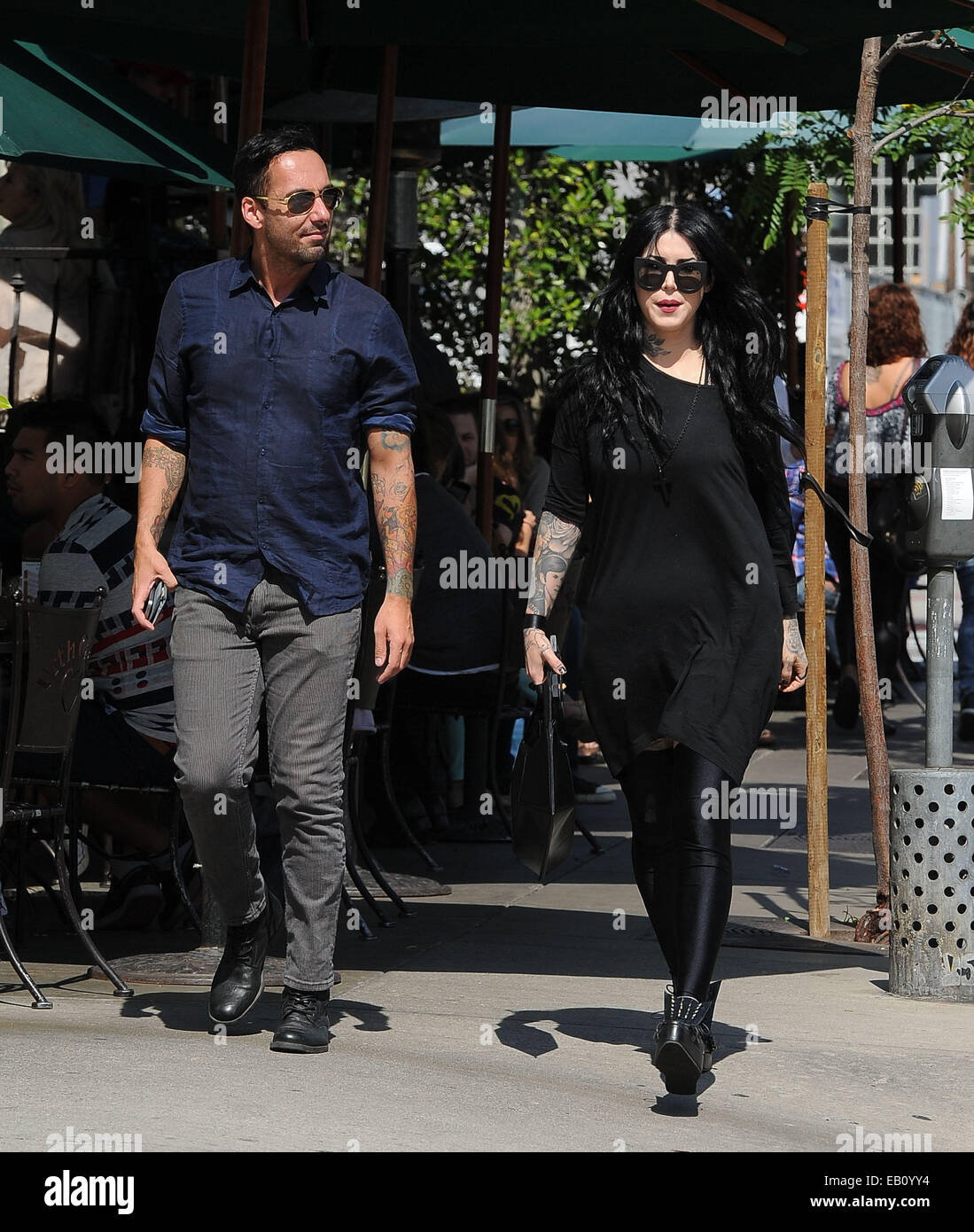 Kat Von D has lunch with a mystery man at Urth Cafe Featuring: Kat Von ...