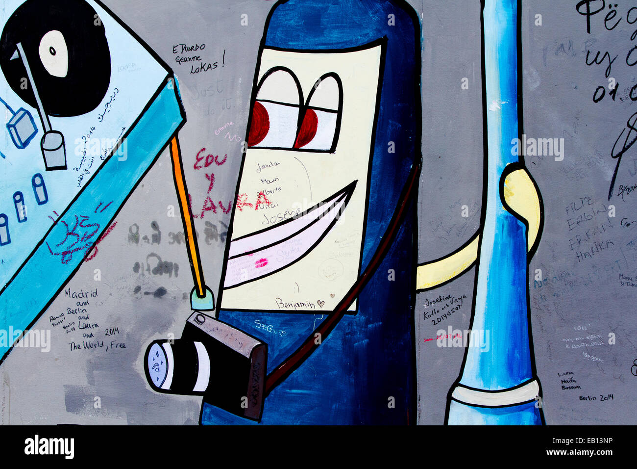 Graffiti cartoon camera tags street art Berlin wall Stock Photo - Alamy