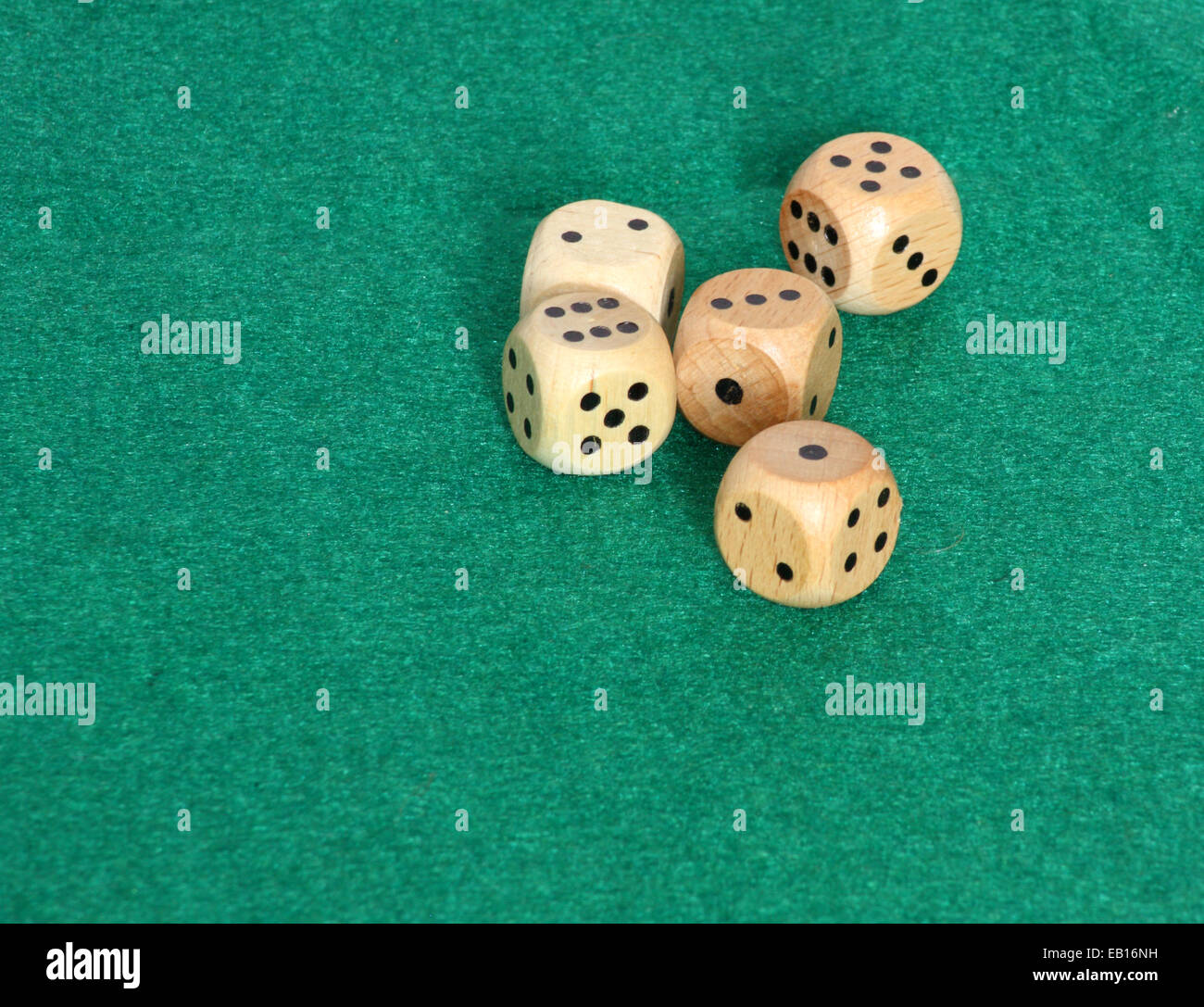 An image showing five dice after a random throw and the possibility of ...