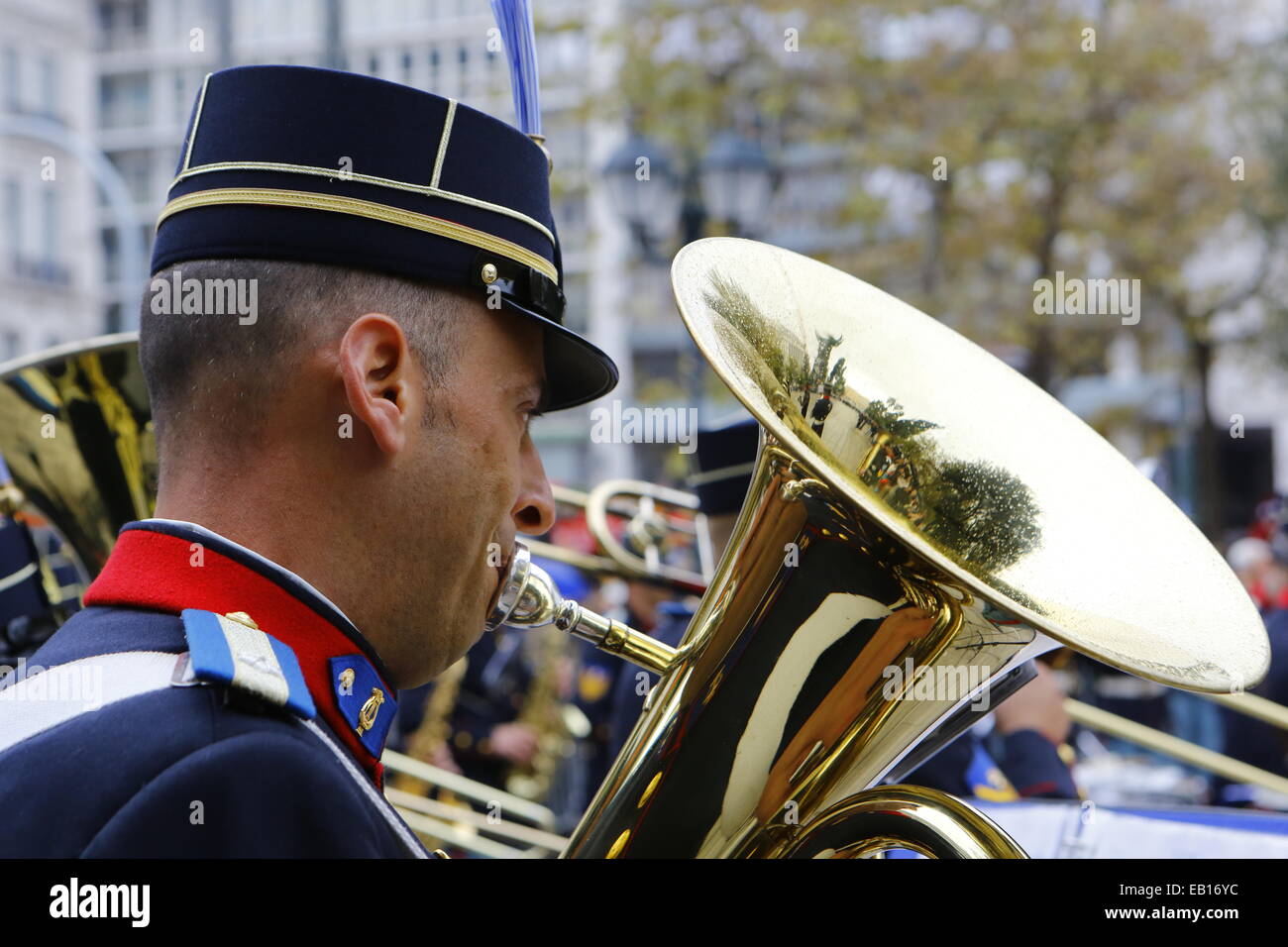 A tuba player of the Hellenic Army Band performs at the Military Tattoo ...