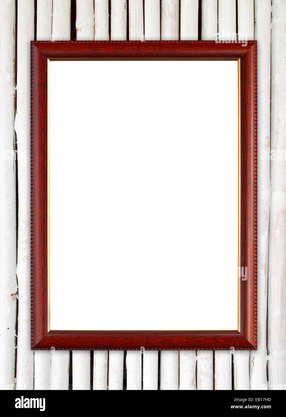 blank wood frame on bamboo wall background Stock Photo - Alamy