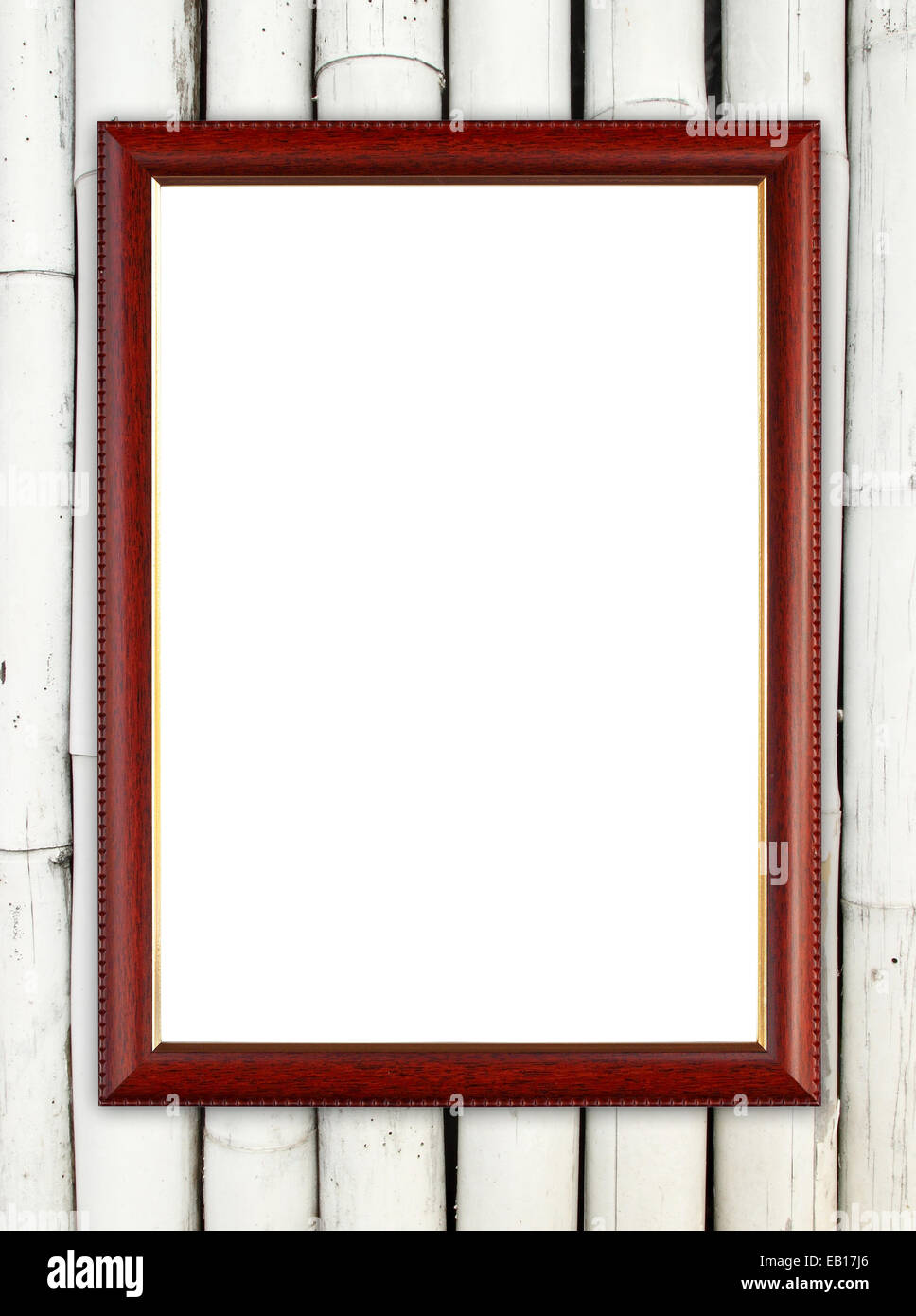 blank wood frame on bamboo wall background Stock Photo - Alamy