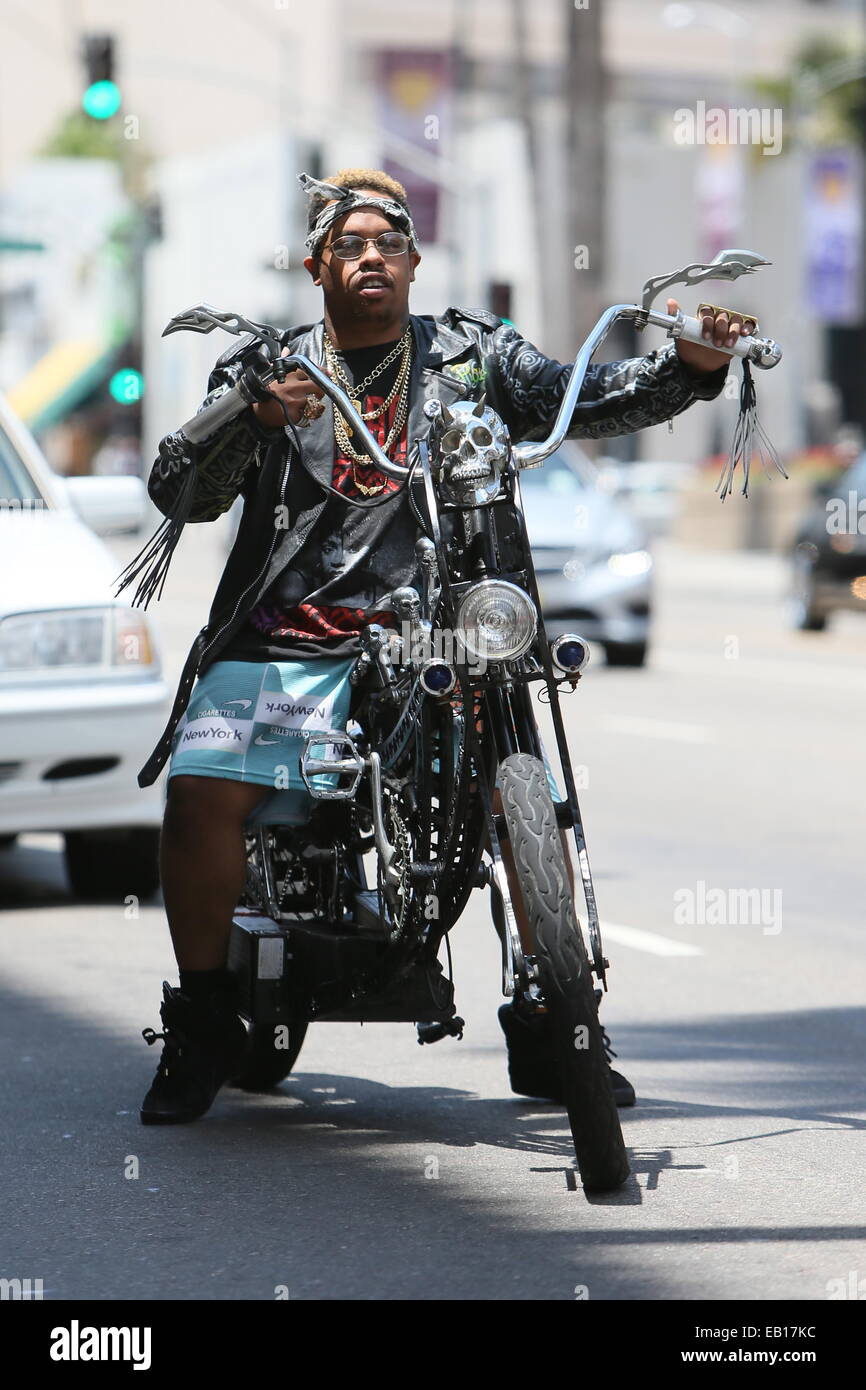 Rapper David Sebastian seen riding an electric bicycle around Beverly ...