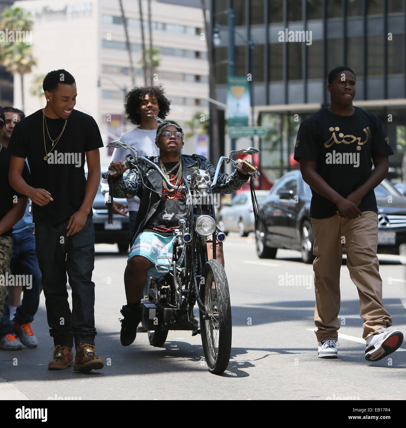 Rapper David Sebastian seen riding an electric bicycle around Beverly ...