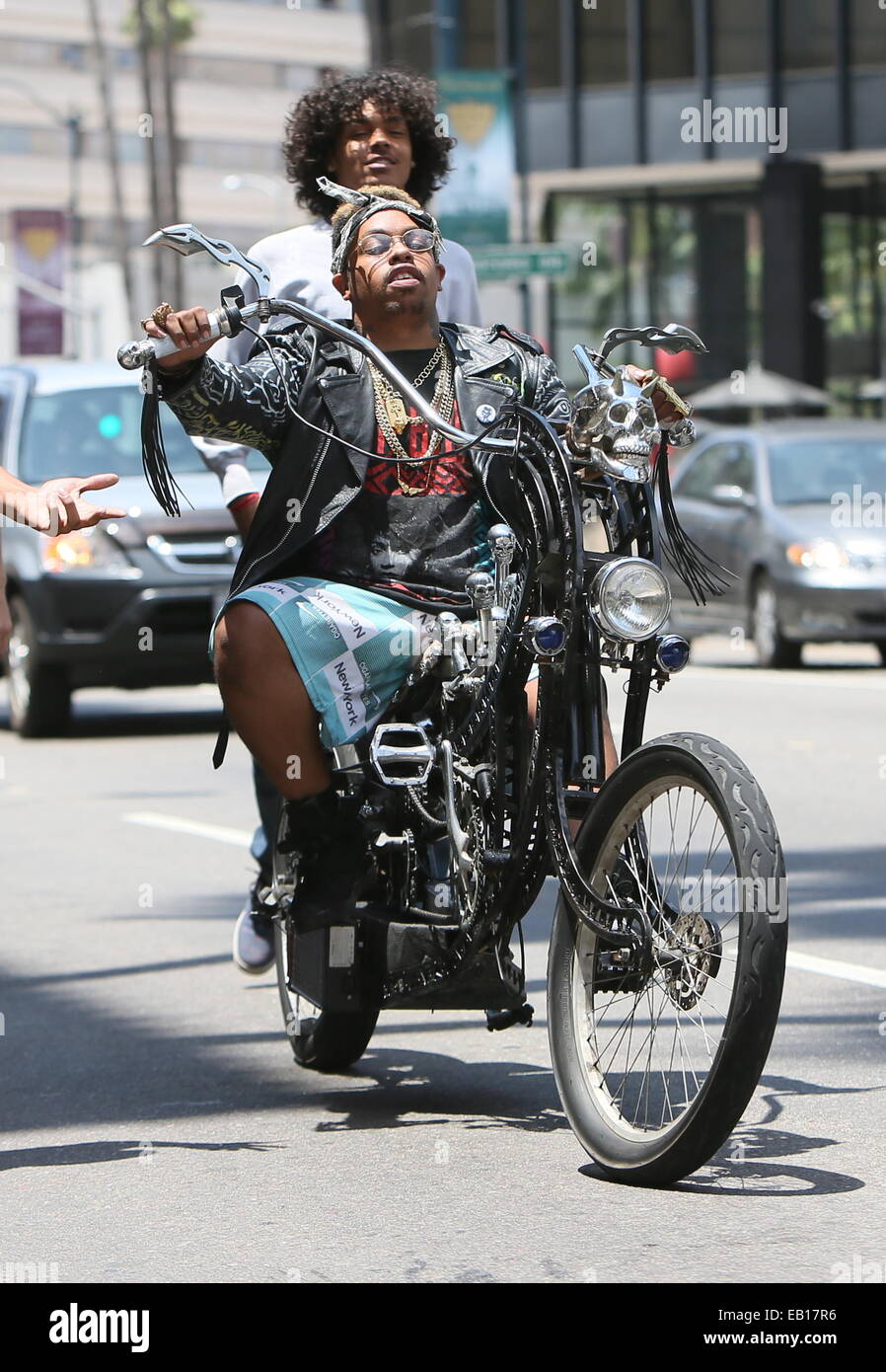 Rapper David Sebastian seen riding an electric bicycle around Beverly ...