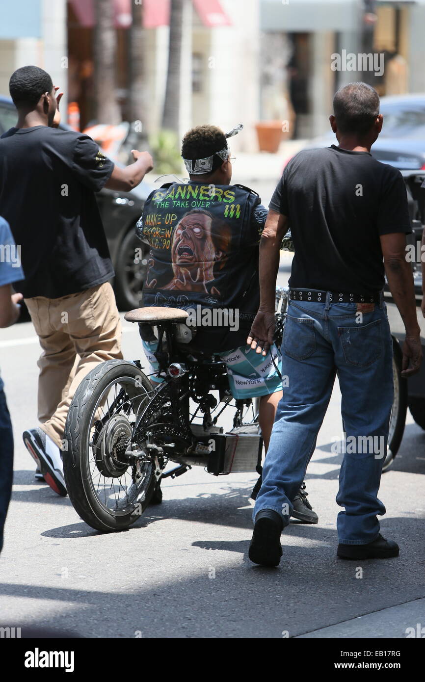 Rapper David Sebastian seen riding an electric bicycle around Beverly ...
