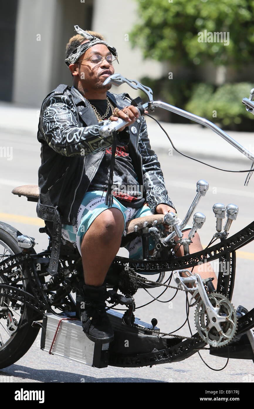 Rapper David Sebastian seen riding an electric bicycle around Beverly ...