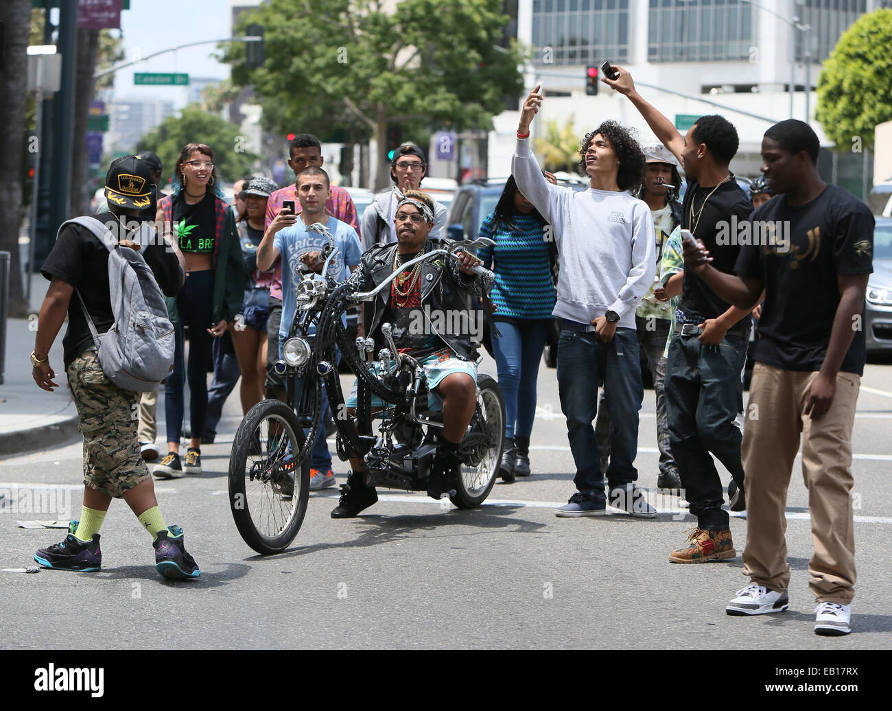 Rapper David Sebastian seen riding an electric bicycle around Beverly ...