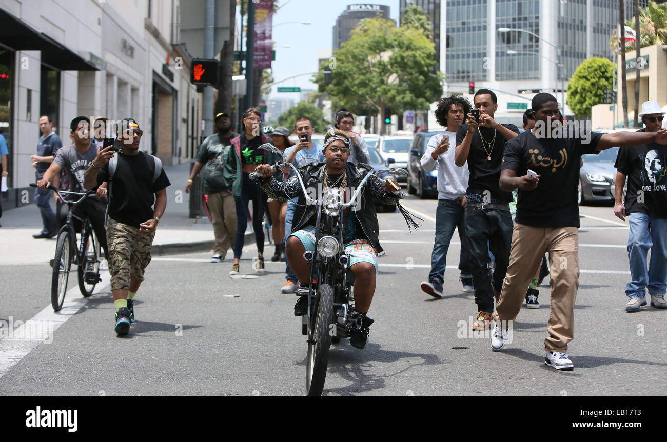 Rapper David Sebastian seen riding an electric bicycle around Beverly ...