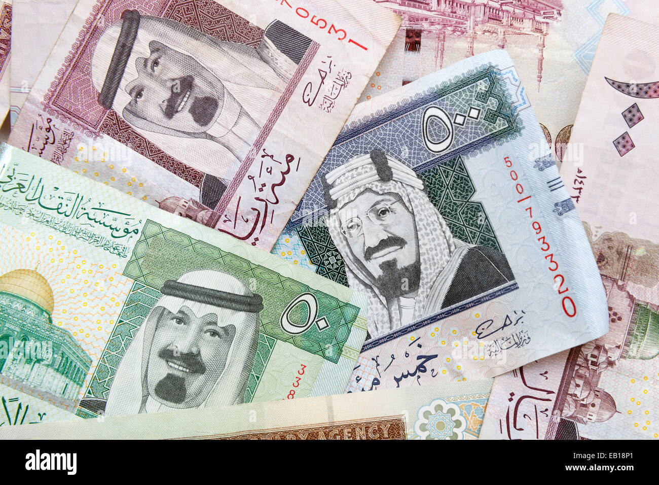 Modern Saudi Arabia money, banknotes close up background photo texture ...