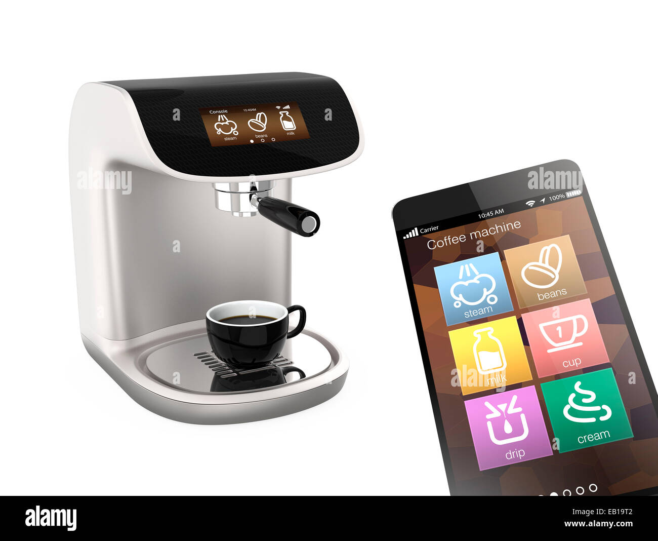 Stylish coffee machines with touch screen. Original design Stock Photo ...