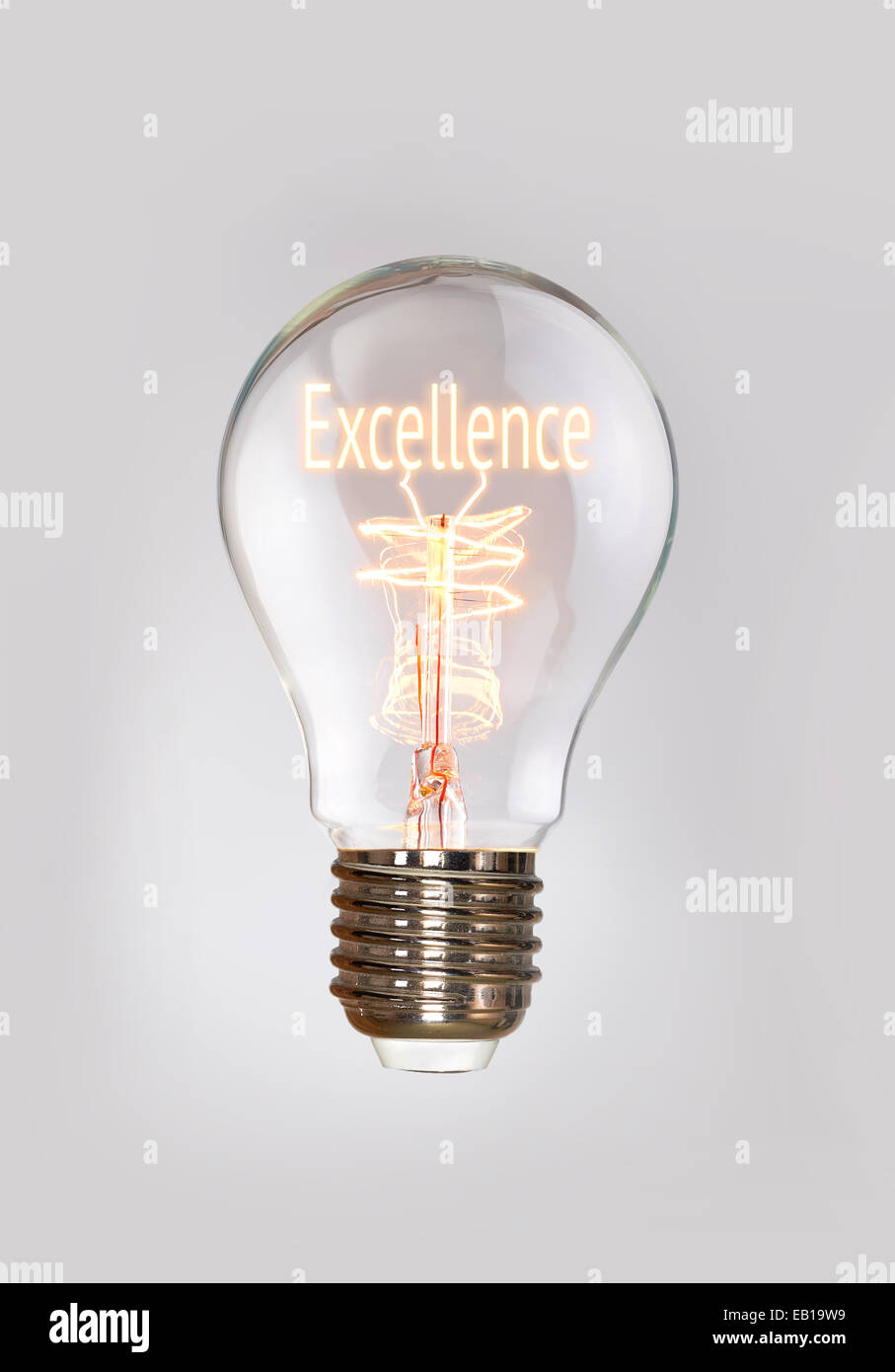 Excellence concept in a filament lightbulb Stock Photo - Alamy