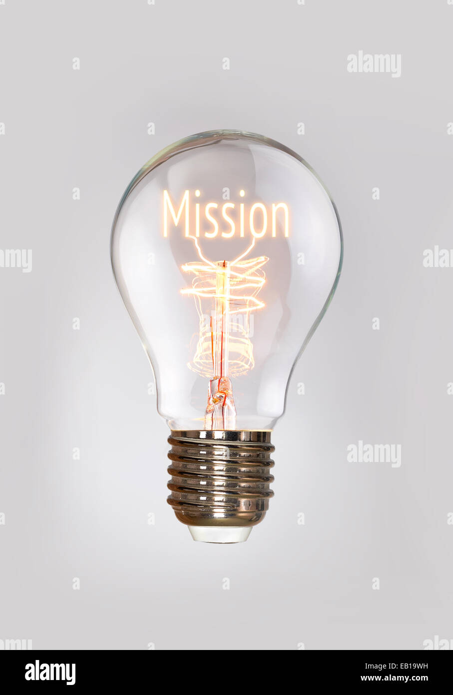 Mission concept in a filament lightbulb Stock Photo - Alamy