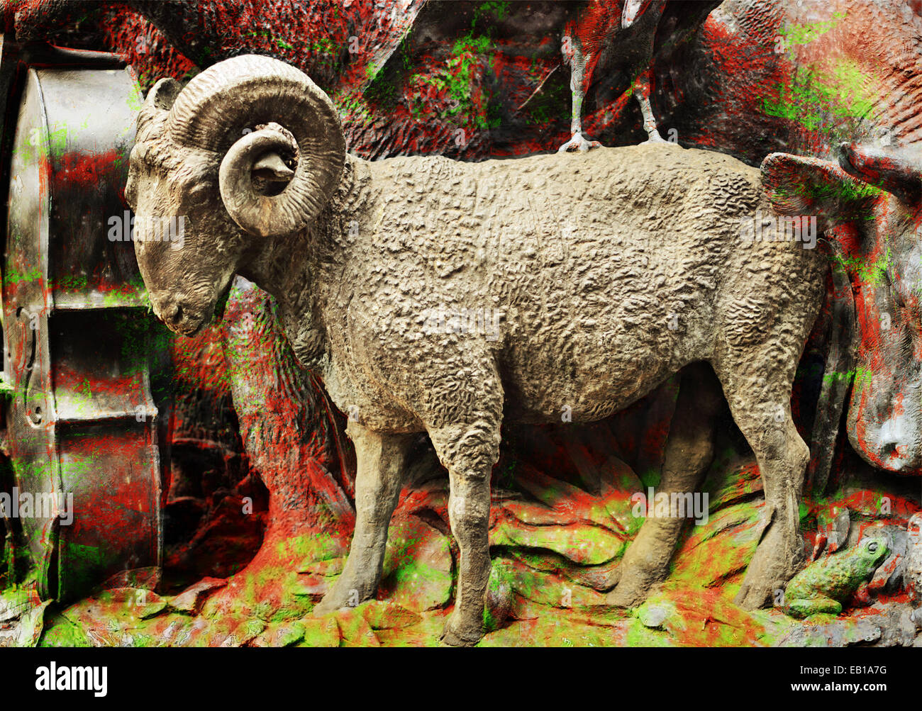 Year of the Sheep. (Detail of the monument fabulist Krylov in the ...