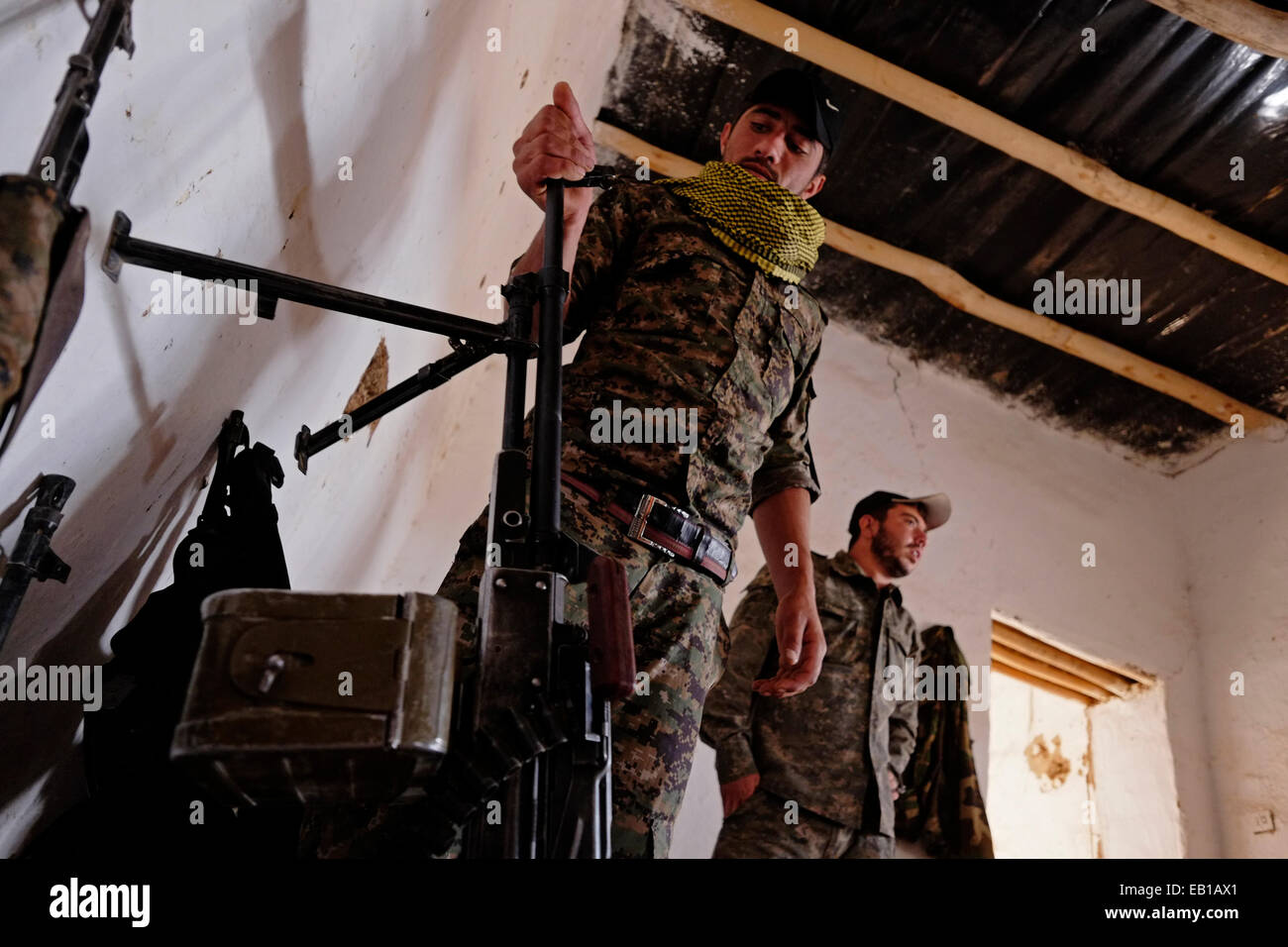 Kurdish fighters of the People's Protection Units YPG in Tel Hammis ...