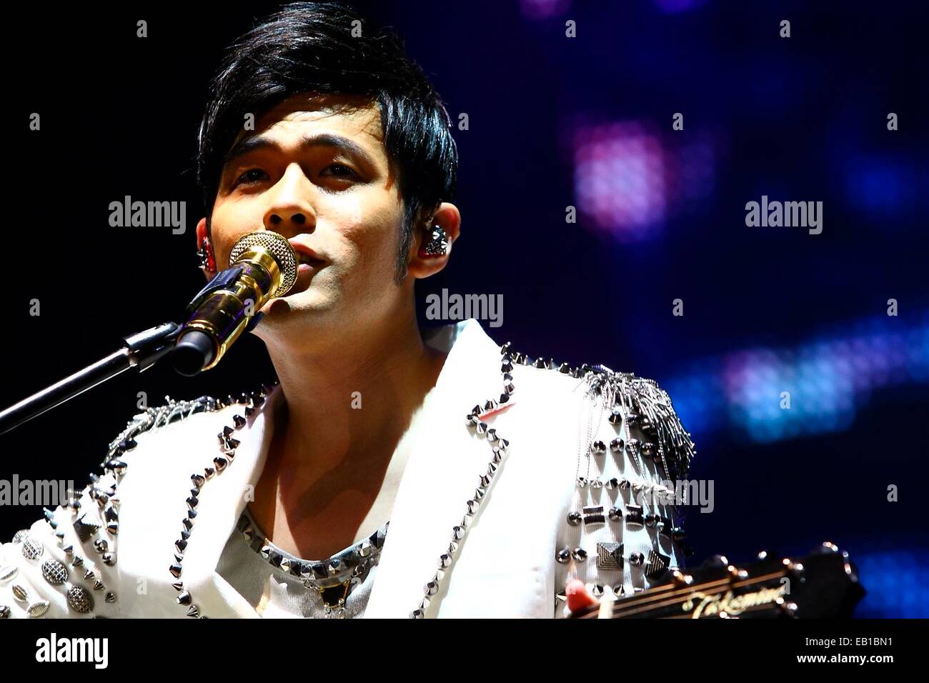 Jay Chou on the site of his concert in Hongkong, China on 19th November ...