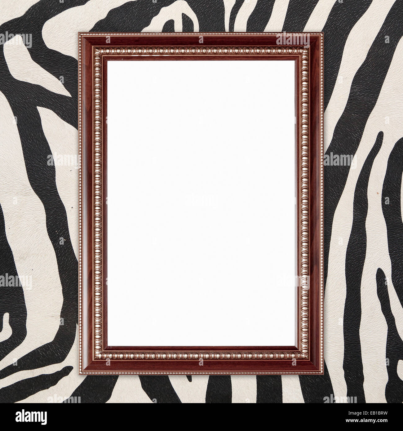 blank wood frame on zebra texture background Stock Photo - Alamy