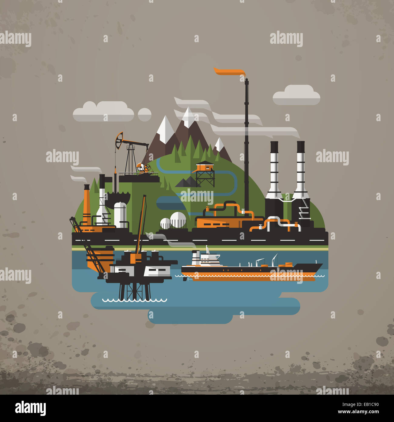 Abstract Industrial Factory, Manufacture Building. Background vector ...
