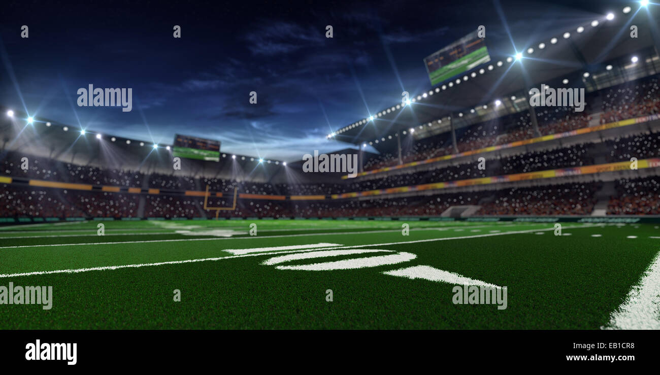 Grand american football stadium befor mach at the night Stock Photo - Alamy