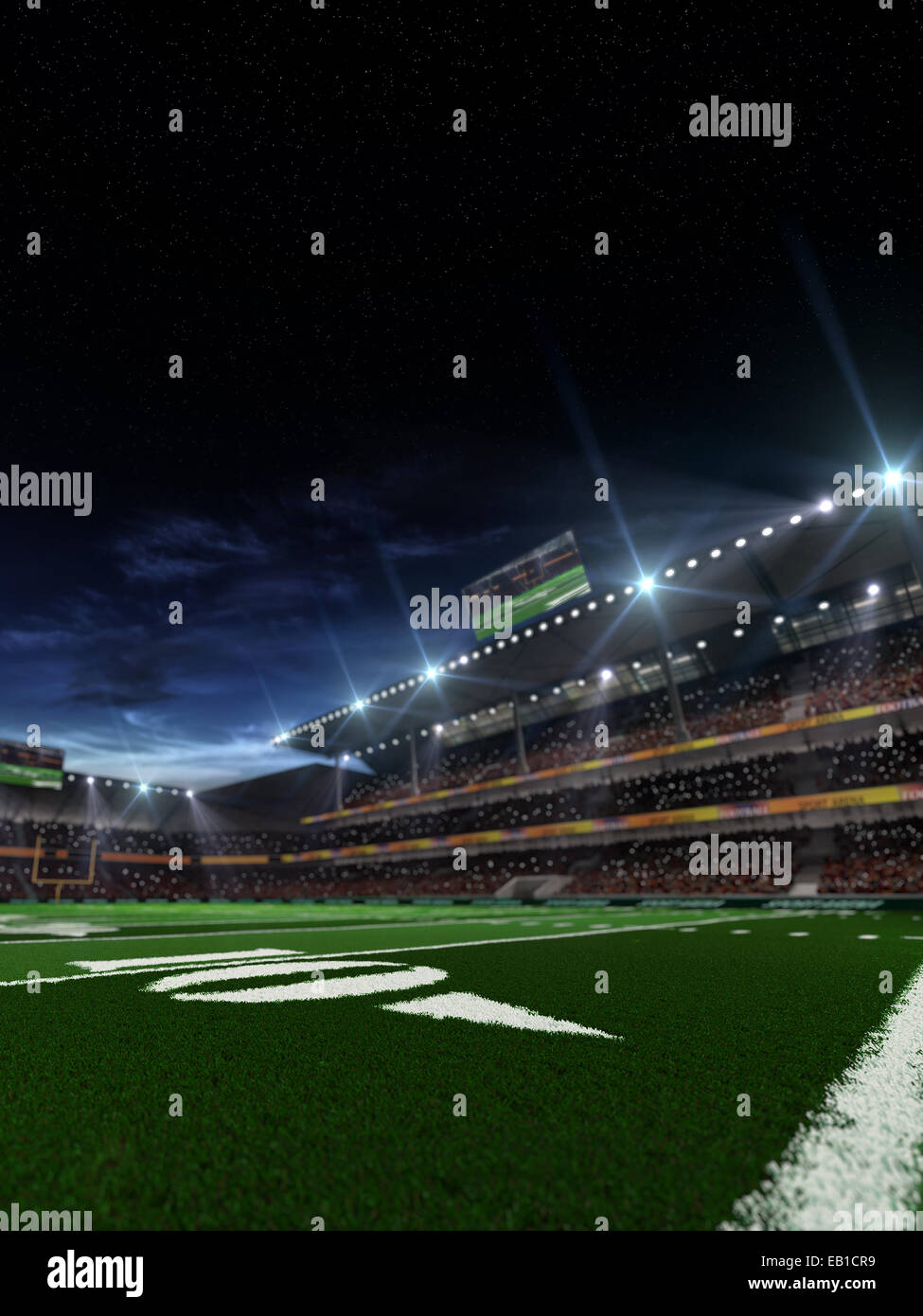 Grand american football stadium befor mach at the night Stock Photo - Alamy