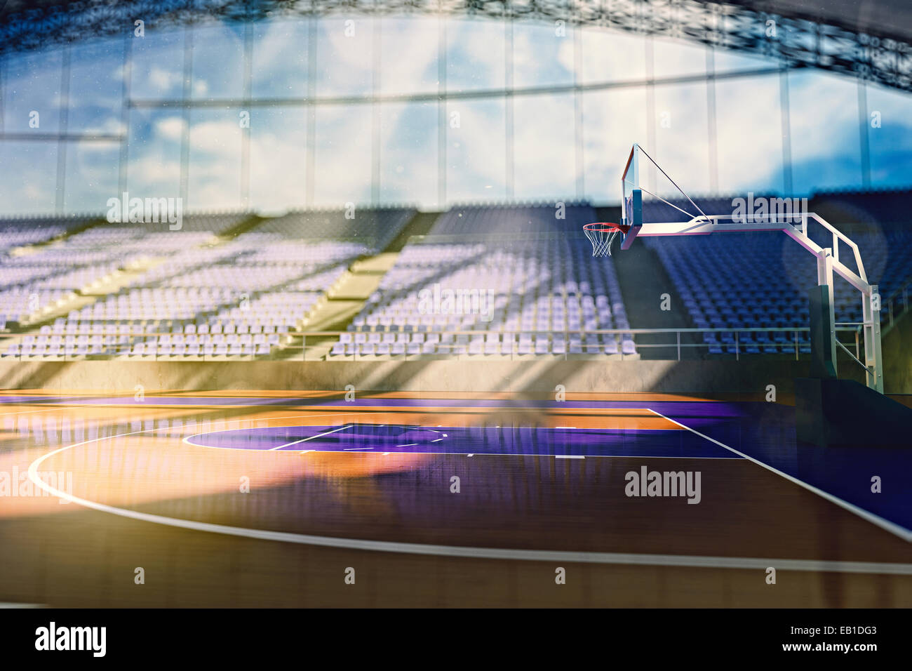 3d basketball city arena render in lights Stock Photo - Alamy