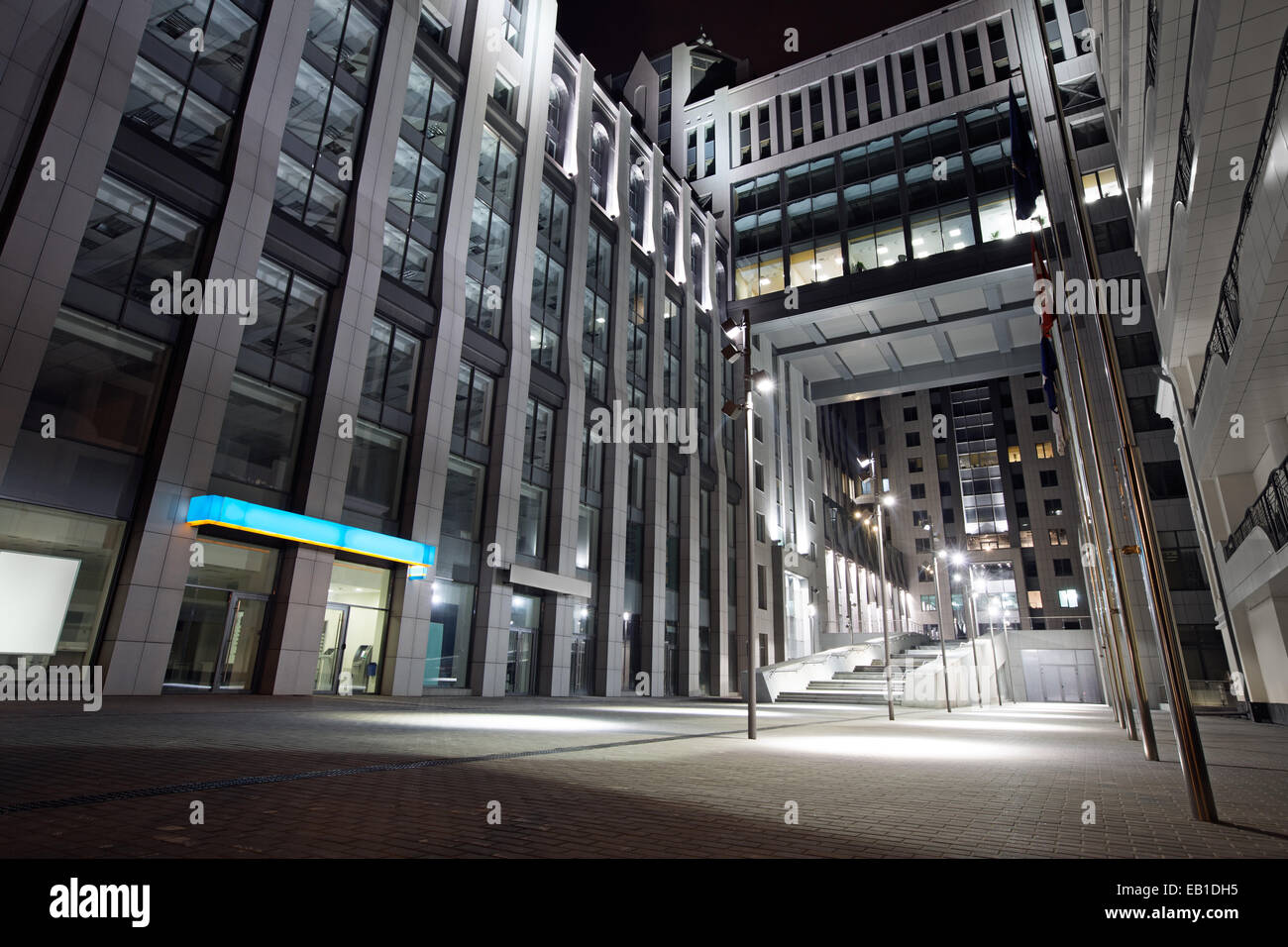 Panoramic and perspective wide angle view to steel blue background of ...