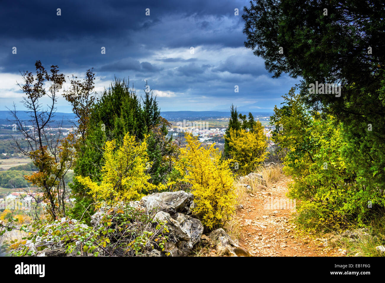 Autumn View of the Krizevac (Cross) Mountain in Medjugorje in Bosnia ed ...