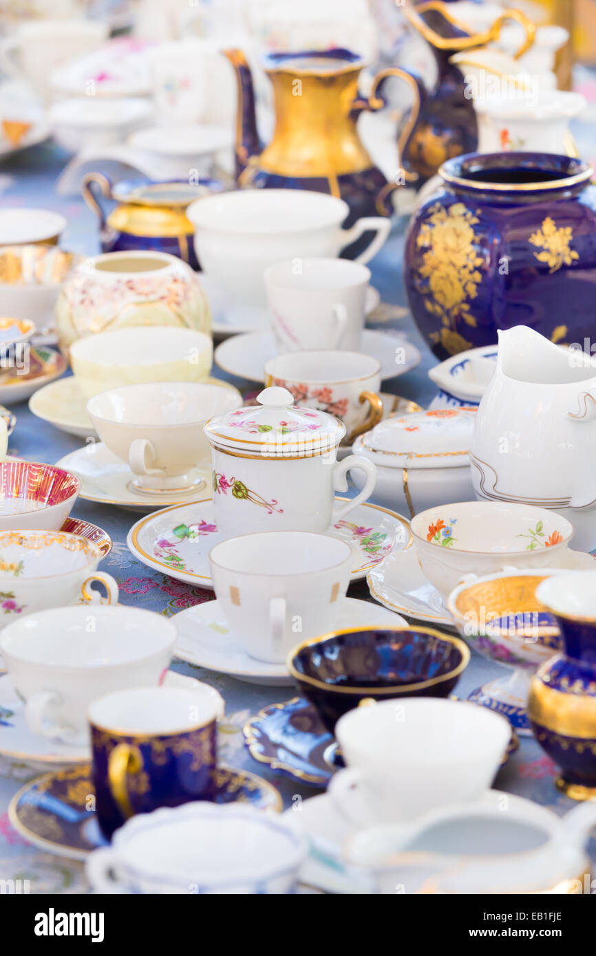 Sets of vintage china cups Stock Photo - Alamy