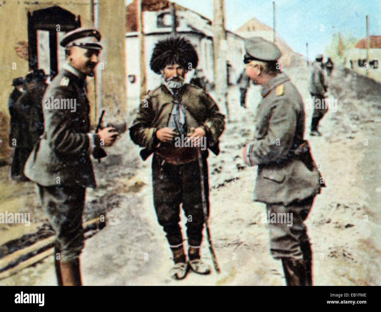 The contemporary colorized German propaganda photo shows German ...