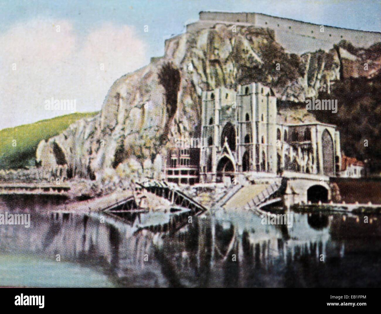 A contemporary German colorized propaganda photo shows the destroyed ...