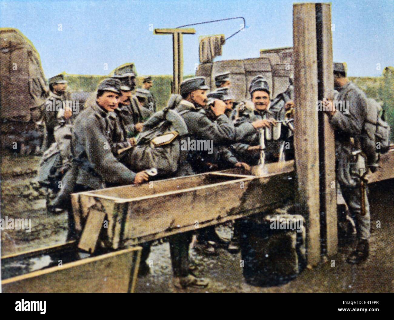 The contemporary colorized German propaganda photo shows Austro ...