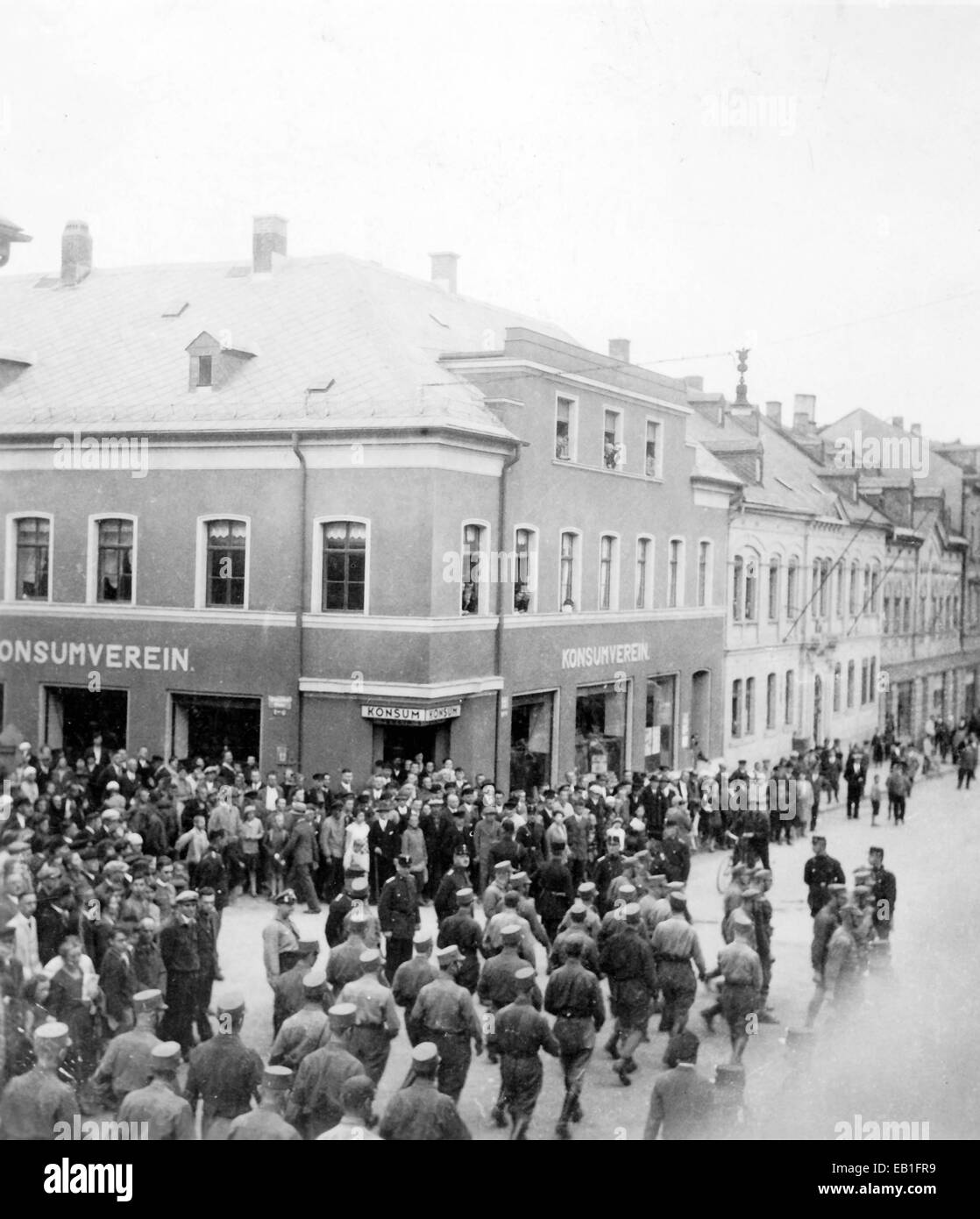 A rally held by the SA (Sturmabteilung) one day before the Reichstag ...
