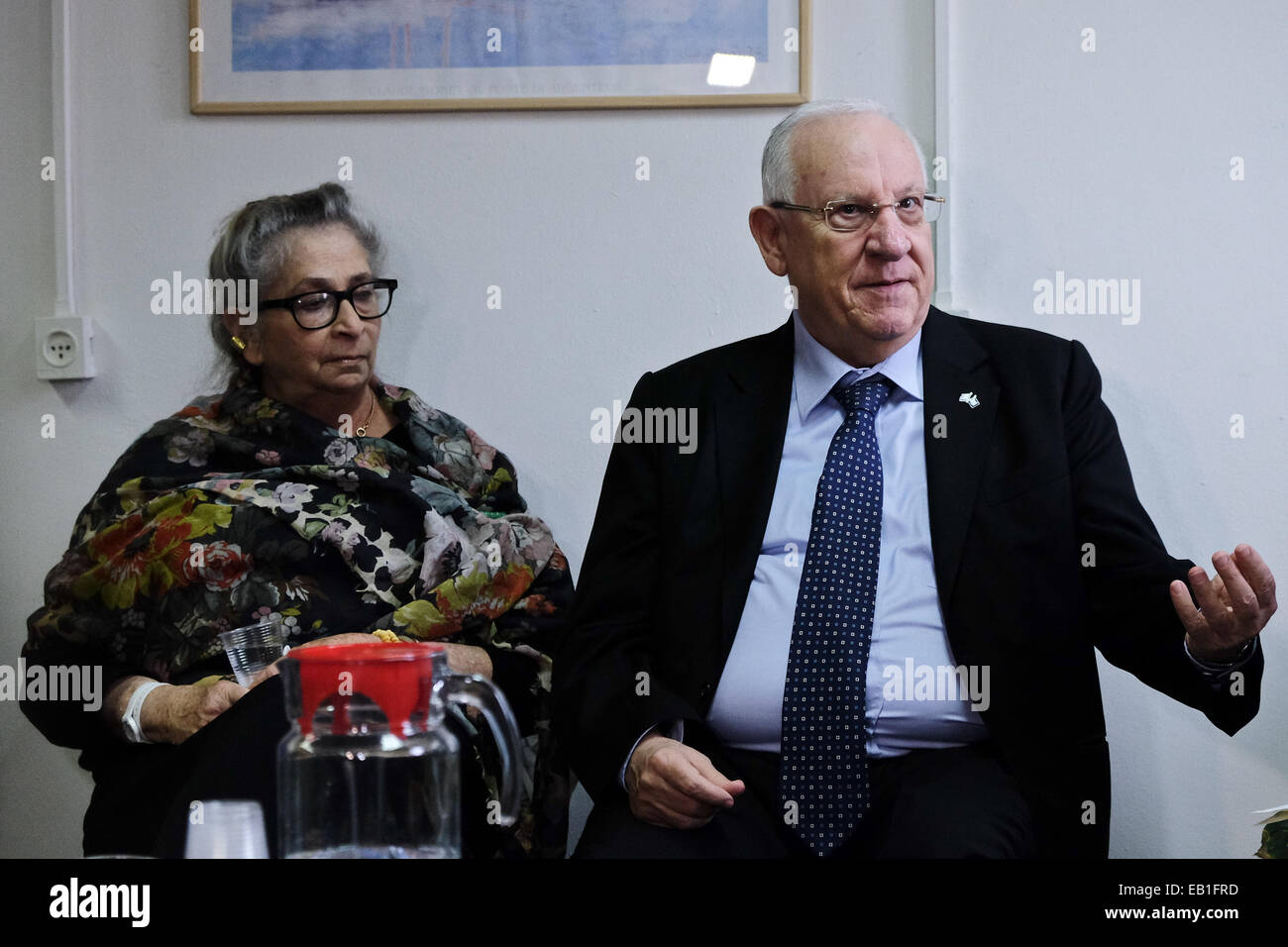 Israel. 24th Nov, 2014. President REUVEN RIVLIN (R) and First Lady ...