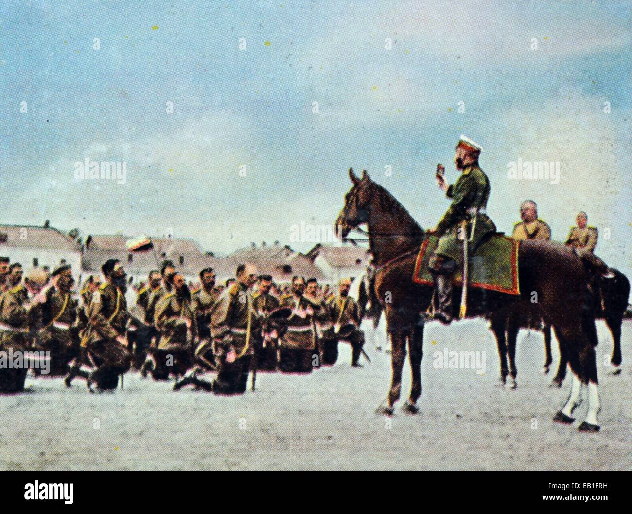 A contemporary German colorized propaganda photo shows Russian Czar ...