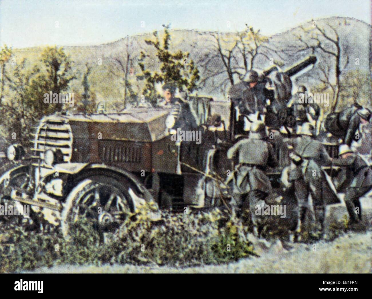 The contemporary colorized German propaganda photo shows German ...