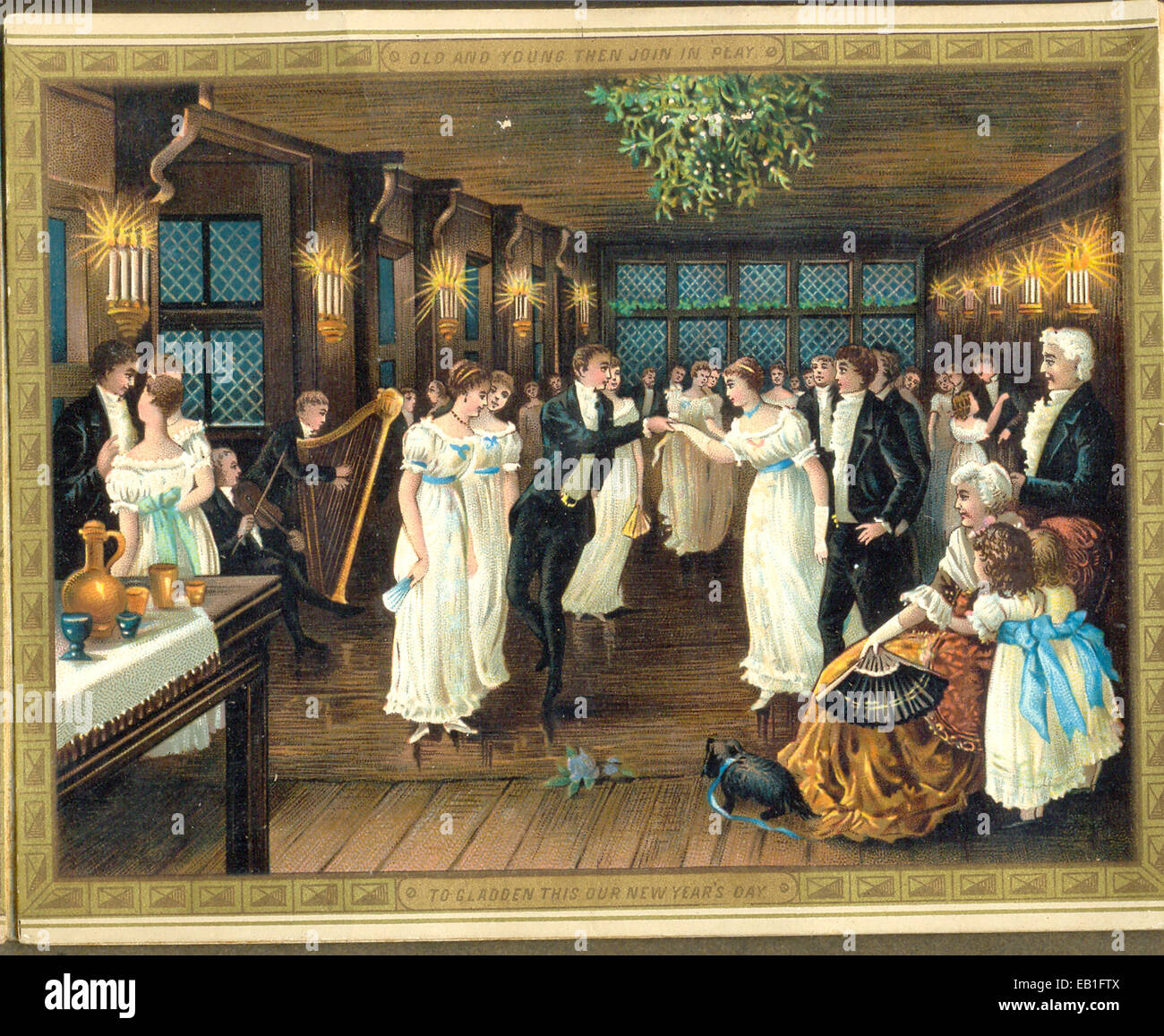 Victorian greeting card showing interior scene Stock Photo - Alamy