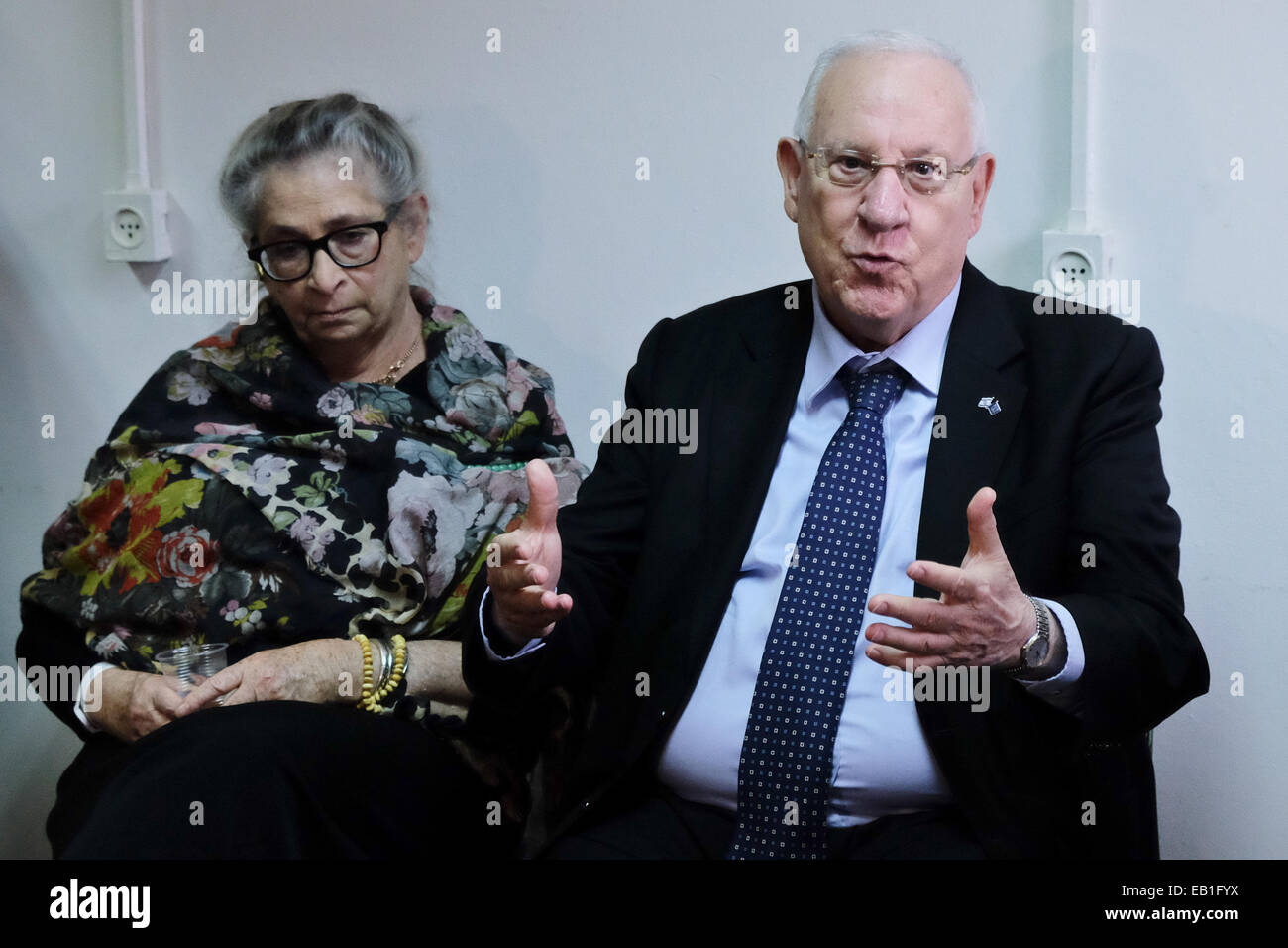 Israel. 24th Nov, 2014. President REUVEN RIVLIN (R) and First Lady ...