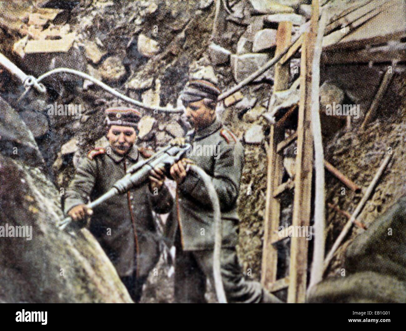 The contemporary colorized German propaganda photo shows German ...