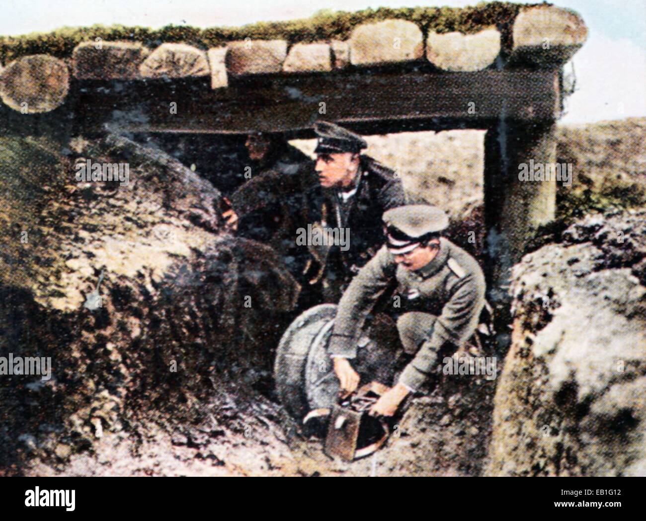 The contemporary colorized German propaganda photo shows German ...