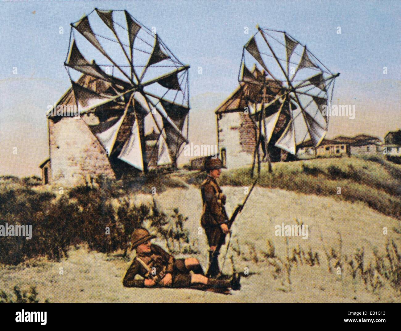 A contemporary German colorized propaganda photo shows British soldiers ...