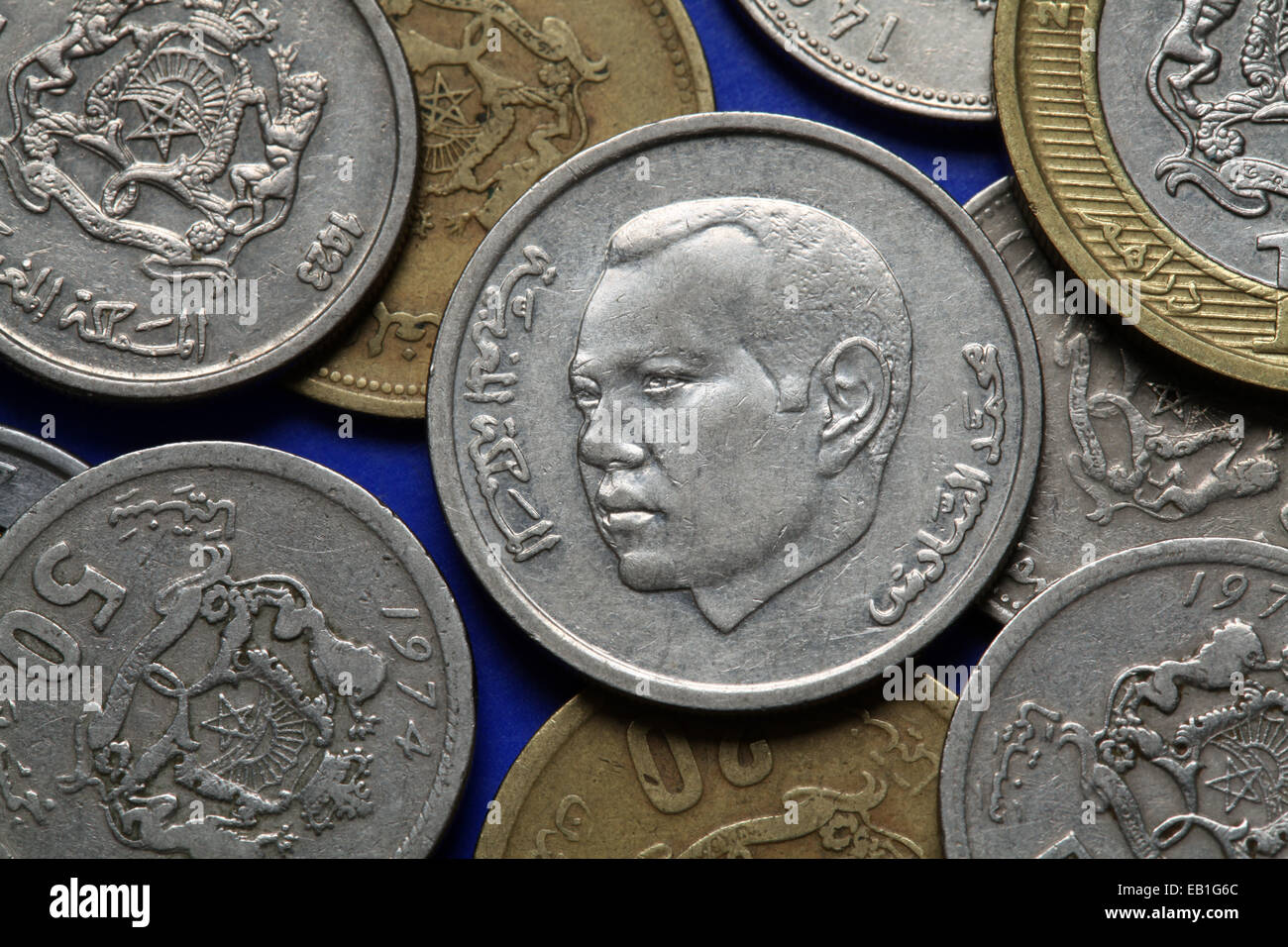 Coins of Morocco. King Mohammed VI of Morocco depicted in the Moroccan ...