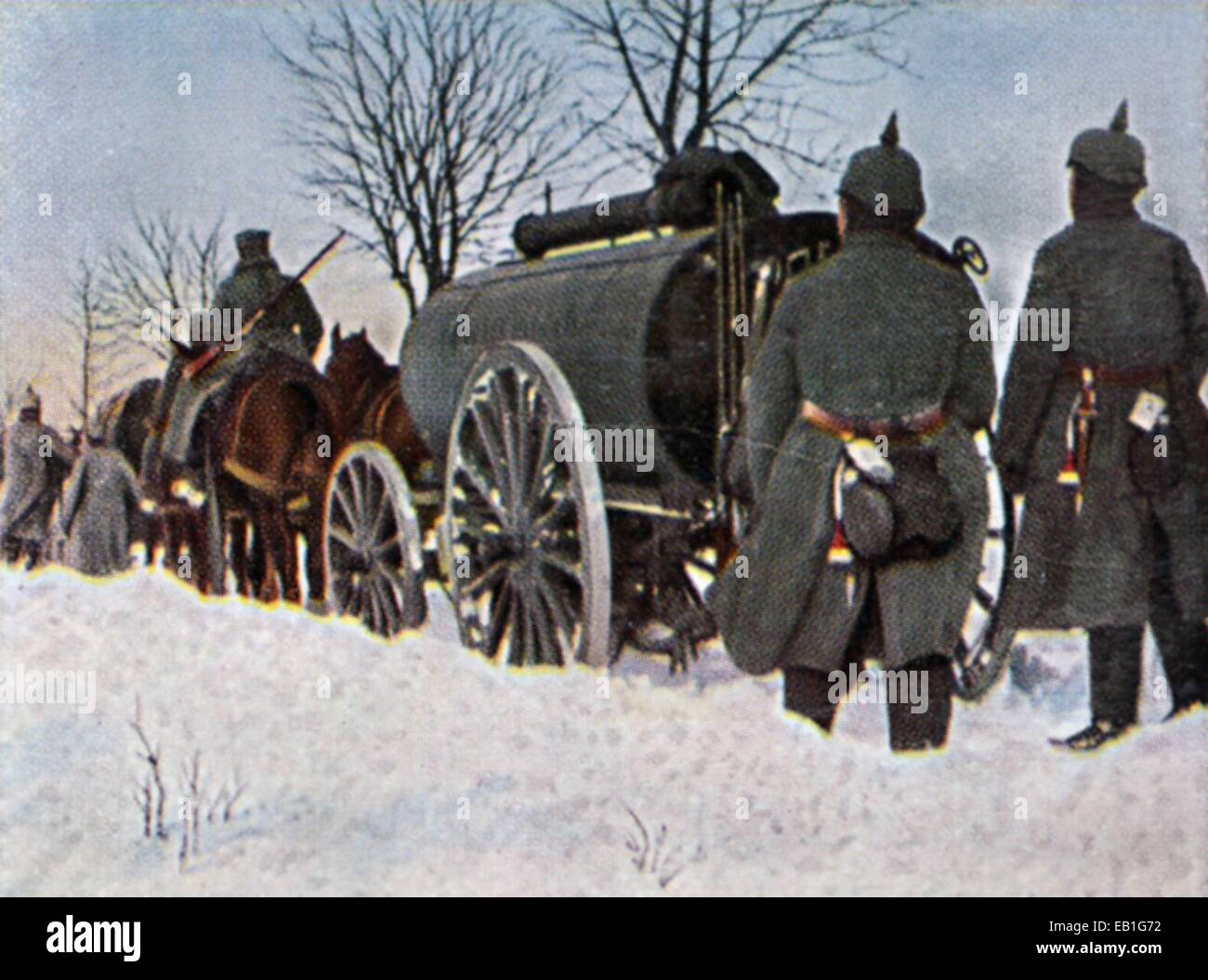 A contemporary German colorized propaganda photo shows a German army ...