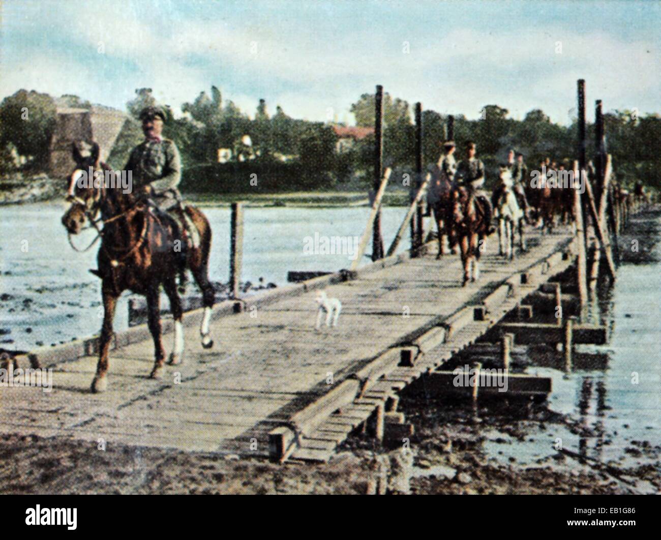 The contemporary colorized German propaganda photo shows Infantry ...